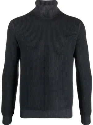DELL'OGLIO Roll-neck Merino-wool Sweater - Black
