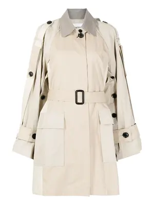 Goen.j Colour-block Oversized Trench Coat - Brown