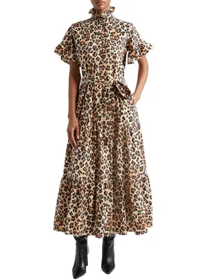 Mille MILLE Victoria Ruffle Front Dress Cheetah