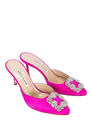Manolo Blahnik Hangisimu 70 Mule - Hot Pink