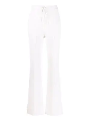 Alberta Ferretti Ribbed Knit Flared Trousers - White