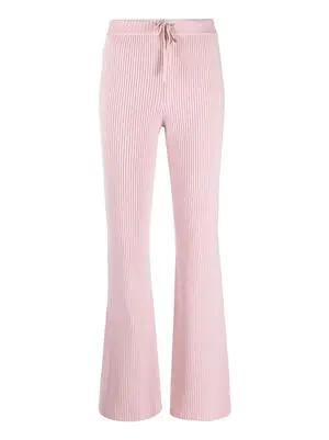Alberta Ferretti Ribbed Knit Flared Trousers - Pink