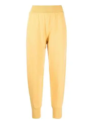 Alberta Ferretti Ribbed Virgin Wool-cashmere Blend Joggers - Yellow