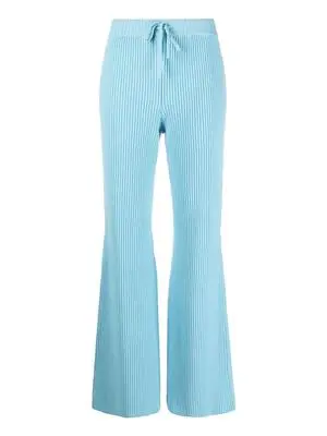 Alberta Ferretti Ribbed Knit Flared Trousers - Blue