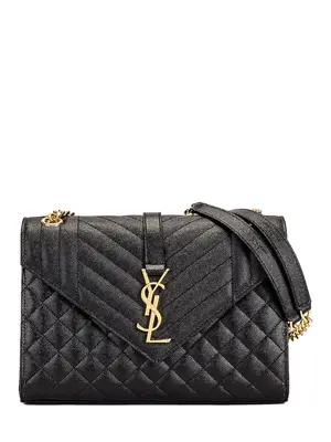 Saint Laurent Medium Tri-quilt Envelope Chain Bag - Nero & Nero