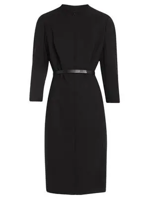 Akris Split-neck Double-face Wool Sheath Dress - Black