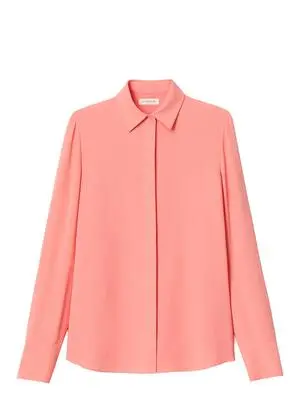 Lafayette 148 New York Silk Georgette Button-Front Blouse Altrosa Pink