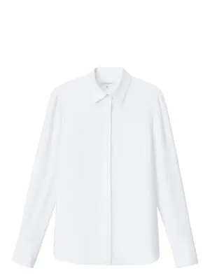 Lafayette 148 New York Silk Georgette Button-Front Blouse Cloud