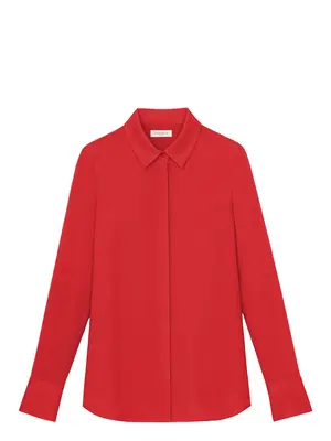 Lafayette 148 New York Silk Georgette Button-Front Blouse Red