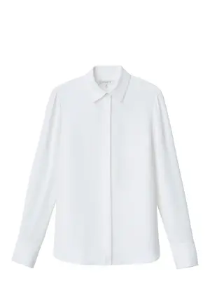 Lafayette 148 New York Silk Georgette Button-Front Blouse White