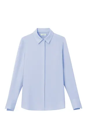 Lafayette 148 New York Silk Georgette Button-Front Blouse Wild Bluet