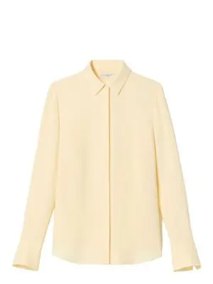 Lafayette 148 New York Silk Georgette Button-Front Blouse Yellow Chalk