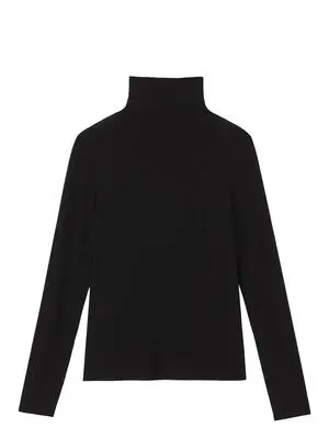 Lafayette 148 New York Jersey Fitted Turtleneck Top - Black