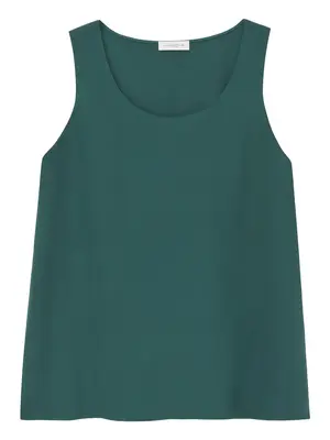 Lafayette 148 New York Sleeveless Silk Blouse Deep Malachite