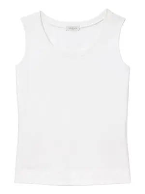 Lafayette 148 New York Cotton Rib Scoop Neck Tank Top - White