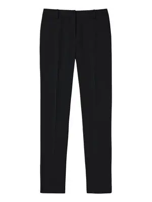 Lafayette 148 New York Crepe High Rise Straight Leg Ankle Pants - Black