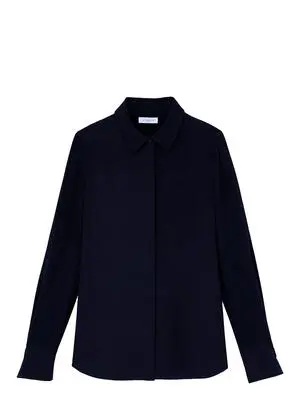 Lafayette 148 New York Silk Georgette Button-Front Blouse Blue