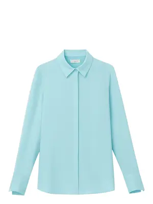 Lafayette 148 New York Silk Georgette Button-Front Blouse Brown