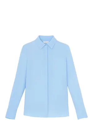 Lafayette 148 New York Silk Georgette Button-Front Blouse Cool Blue
