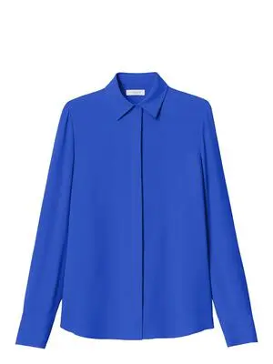 Lafayette 148 New York Silk Georgette Button-front Blouse - Galaxy Blue