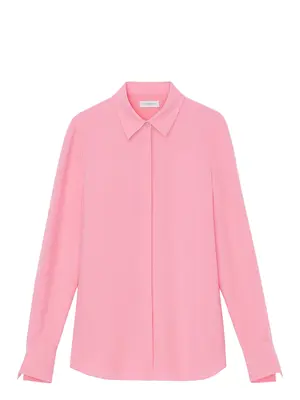 Lafayette 148 New York Silk Georgette Button-Front Blouse Pink