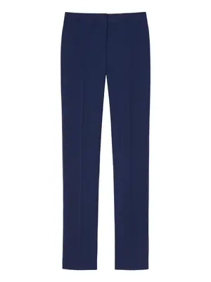 Lafayette 148 New York Crepe High-Waisted Straight-Leg Pants Midnight Blue