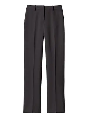 Lafayette 148 New York High-Rise Straight-Leg Crepe Pants Carbon