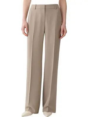 Lafayette 148 New York High-rise Straight-leg Crepe Pants - Hickory
