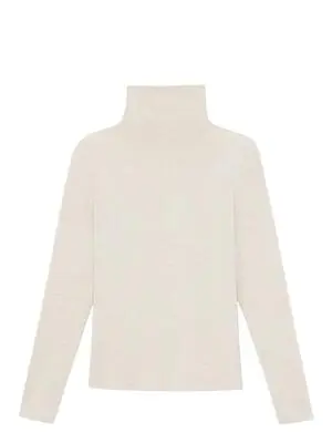 Lafayette 148 New York Jersey Fitted Turtleneck Top - Palomino Melange