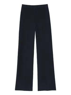 Lafayette 148 New York Cashmere Silk Double Knit Relaxed Fit Pants Blue