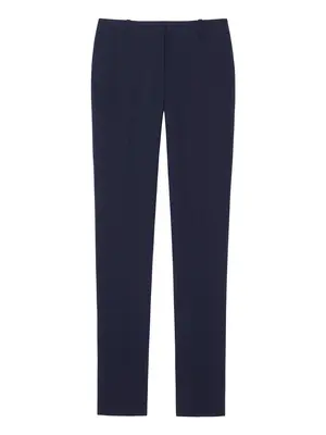 Lafayette 148 New York Crepe High Rise Straight Leg Ankle Pants Blue