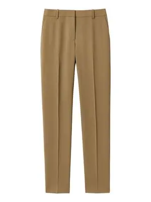 Lafayette 148 New York Crepe High Rise Straight Leg Ankle Pants - Khaki Green