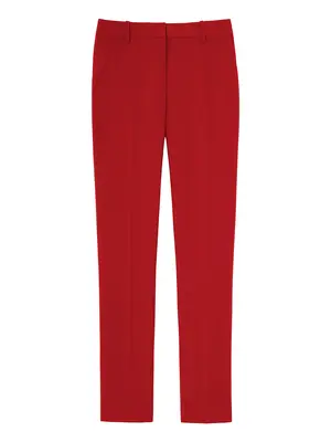Lafayette 148 New York Crepe High Rise Straight Leg Ankle Pants Red