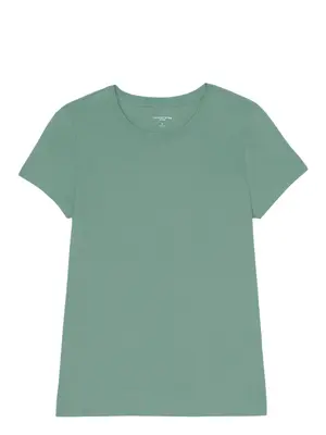 Lafayette 148 New York Cotton Jersey Crewneck T-Shirt Ivy Vine