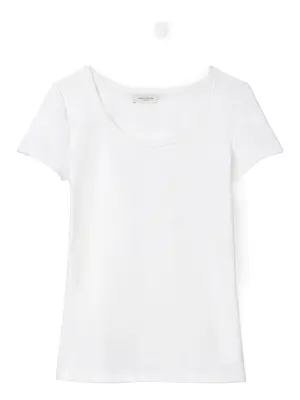 Lafayette 148 New York Cotton Rib Scoop Neck T-shirt - White