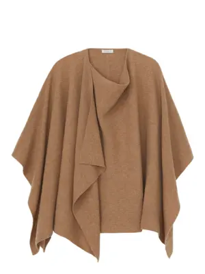 Lafayette 148 New York Cashmere Knit Wrap Poncho Brown
