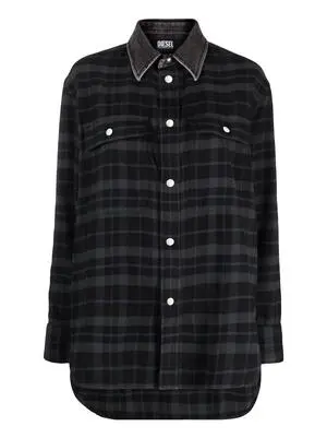 DIESEL® Diesel Checked Denim-Collar Shirt