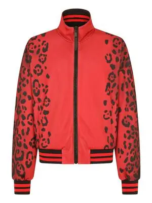 Dolce & Gabbana Leopard Print Bomber Jacket - Red