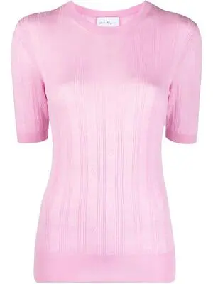 FERRAGAMO Gancini-pattern Knitted Top - Pink
