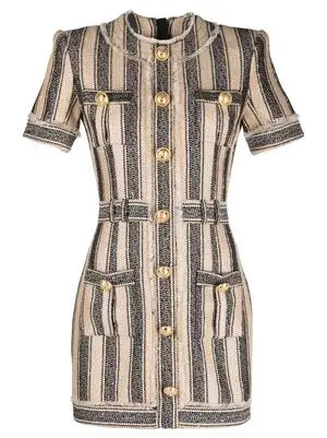 Balmain Striped Pique Dress - Neutrals