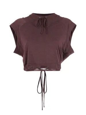 GLORIA COELHO Cropped Hooded Top - Brown