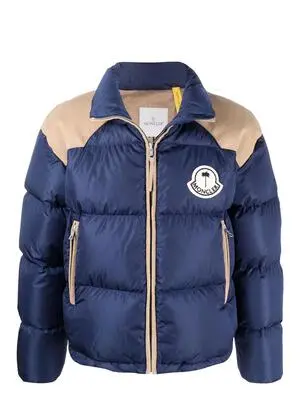 Palm Angels X Moncler Logo-patch Padded Jacket - Blue