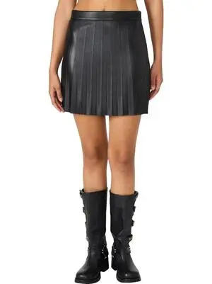 STEVE MADDEN Pleated Faux Leather Mini Skirt