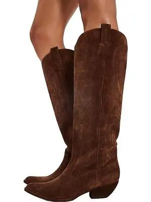 Jeffrey Campbell Finn Tall Western Boots - Brown Suede