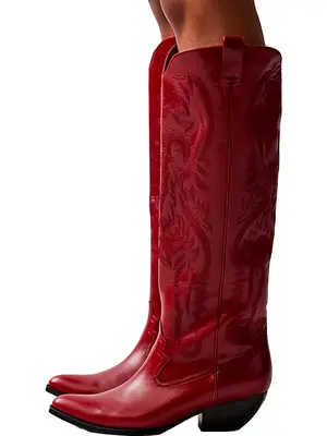 Jeffrey Campbell Finn Tall Western Boots - Red
