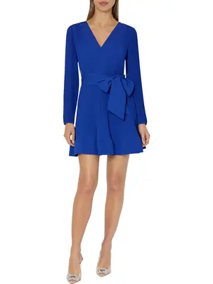 MILLY Milly Liv Pleated Fit-and-Flare Dress Cobalt