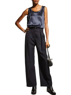 Lafayette 148 New York Lafayette 148 New York Reversible Silk Charmeuse Shell Ink
