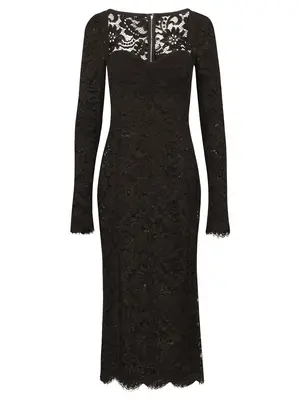 Dolce & Gabbana Scallop-hem Lace Midi Dress - Black