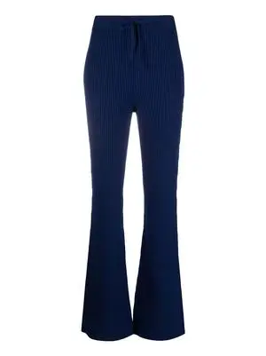 Alberta Ferretti Ribbed-knit Flared Trousers - Blue