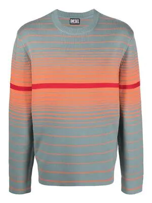 DIESEL® Knitted Striped Jumper - Grey